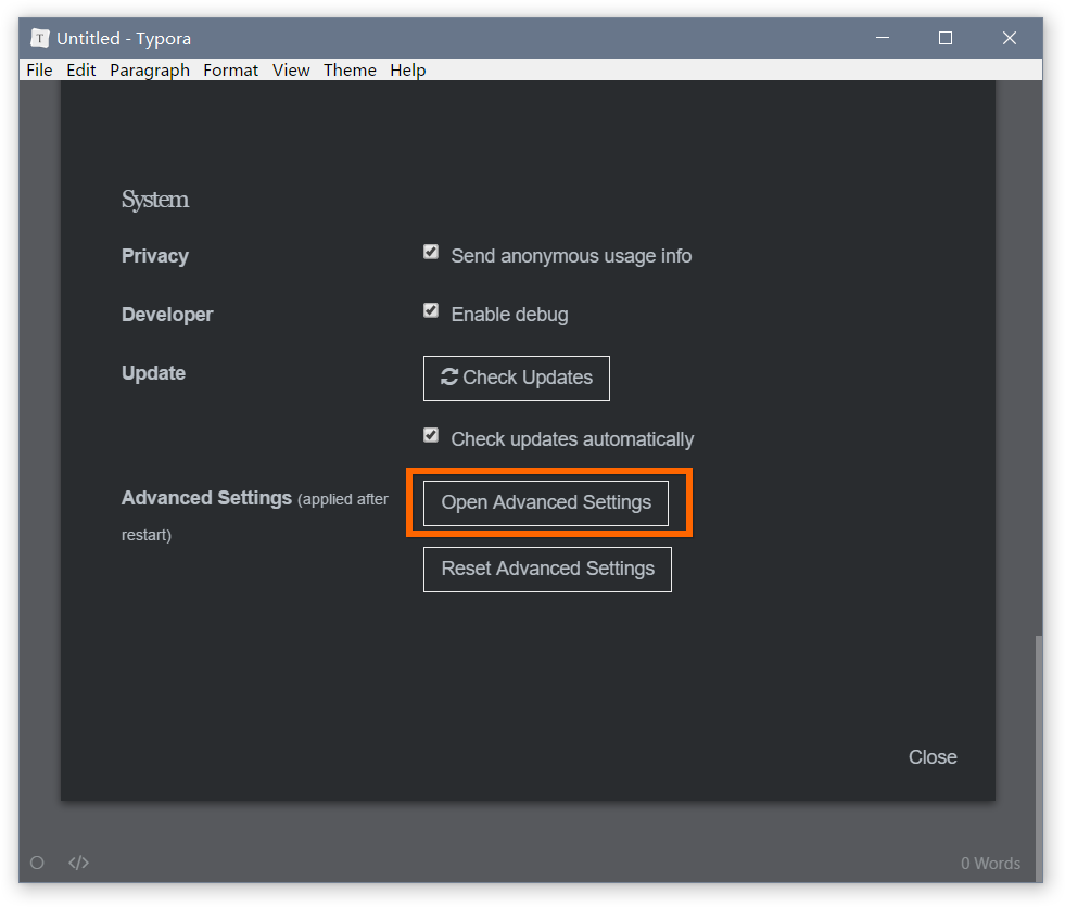 Shortcut Keys Typora Support